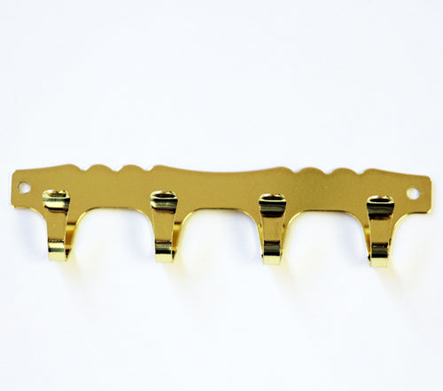 N441 - Brass Key Hook Strip - 4 Hooks – Small Box Hardware